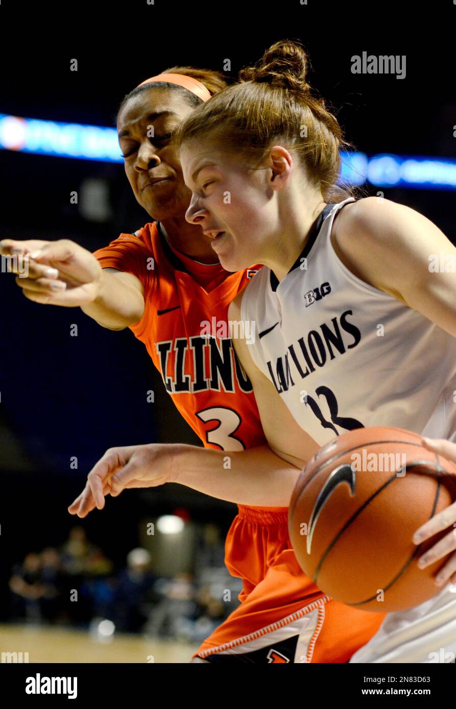 Illinois' Taylor Tuck (3) defends as Penn State's Maggie Lucas (33 ...