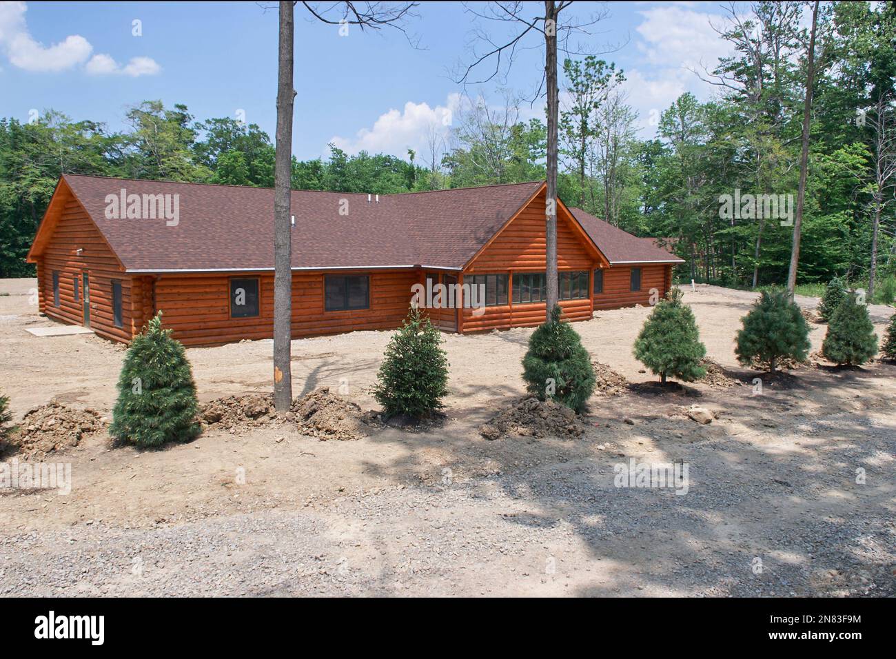 Summer Camp. Newly built resident camper cabin and landscaping Stock ...