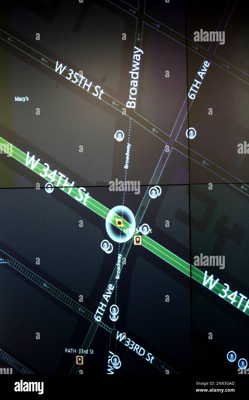 This Tuesday, Feb. 19, 2013 photo shows a detail of a video wall ...