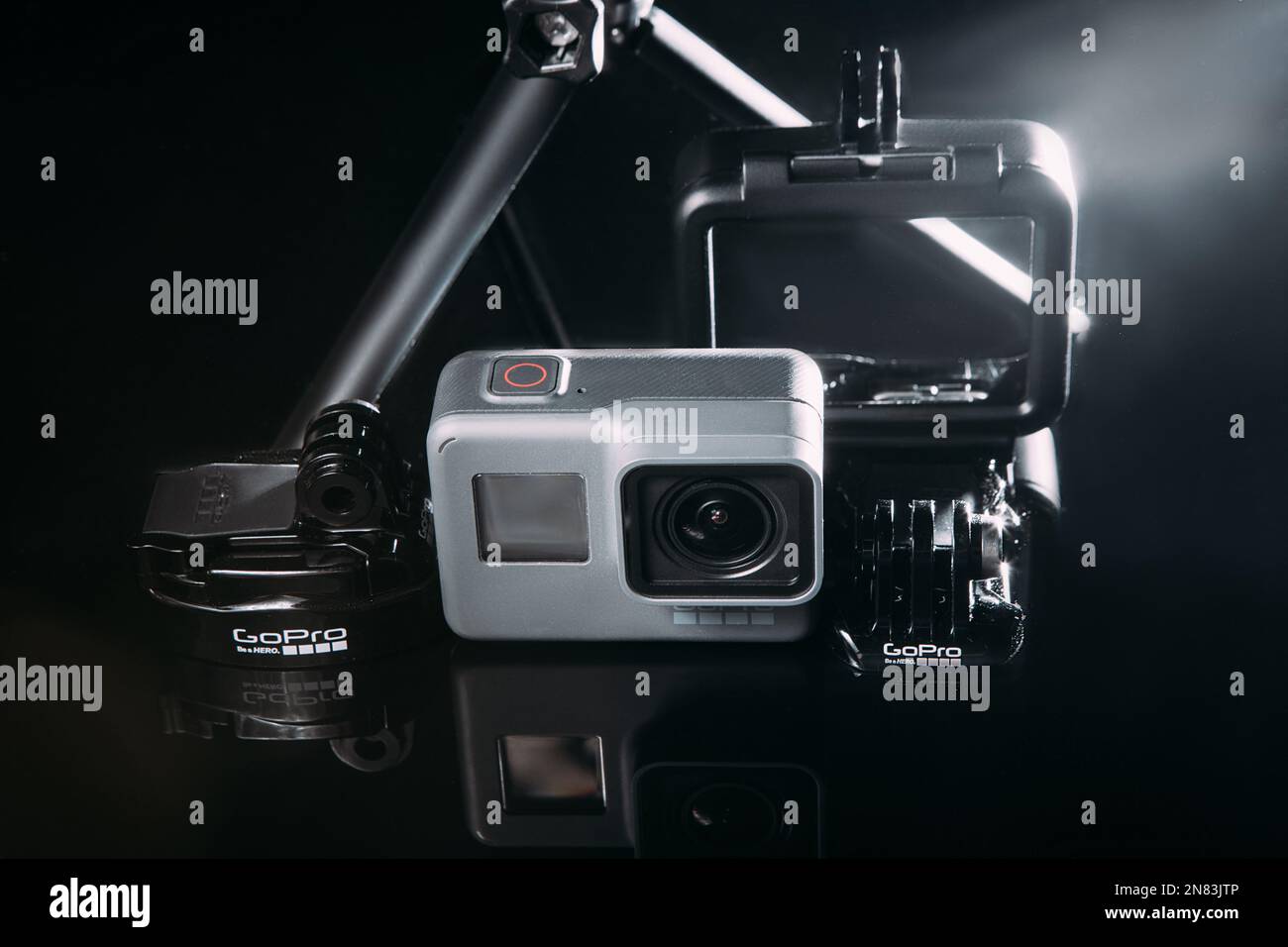 GoPro HERO 5 action camera with accessories Stock Photo - Alamy