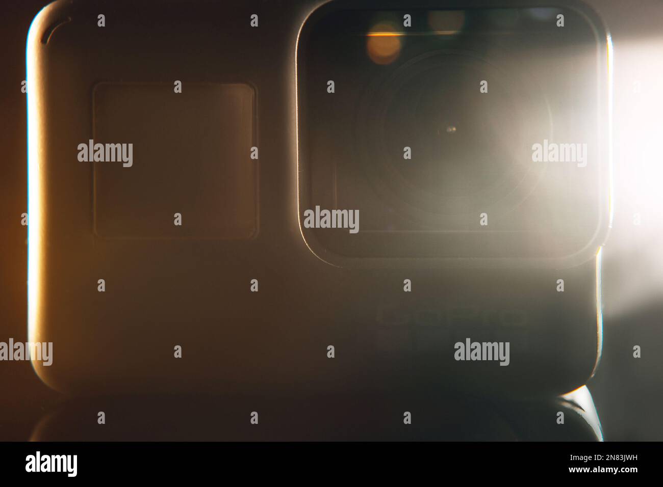 GoPro HERO 5 digital action camera with lens flare Stock Photo - Alamy