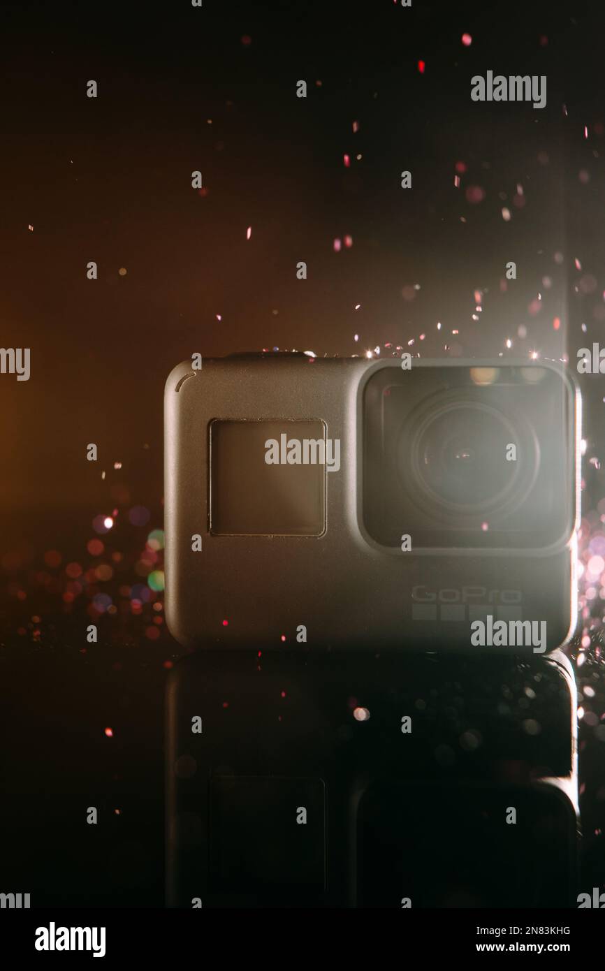 GoPro HERO 5 digital action camera with lens flare Stock Photo - Alamy