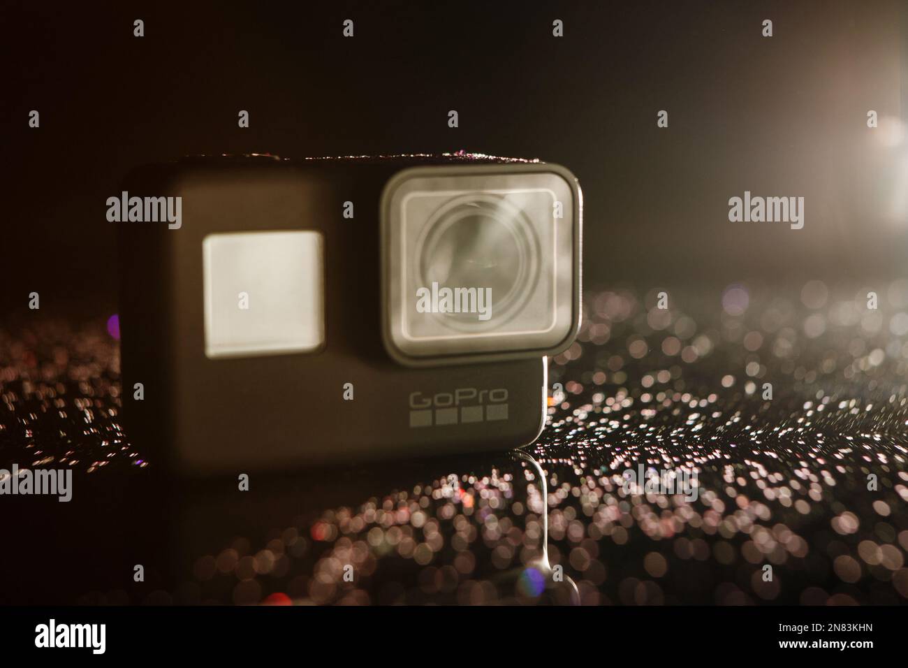 GoPro HERO 5 digital action camera with lensflare Stock Photo - Alamy