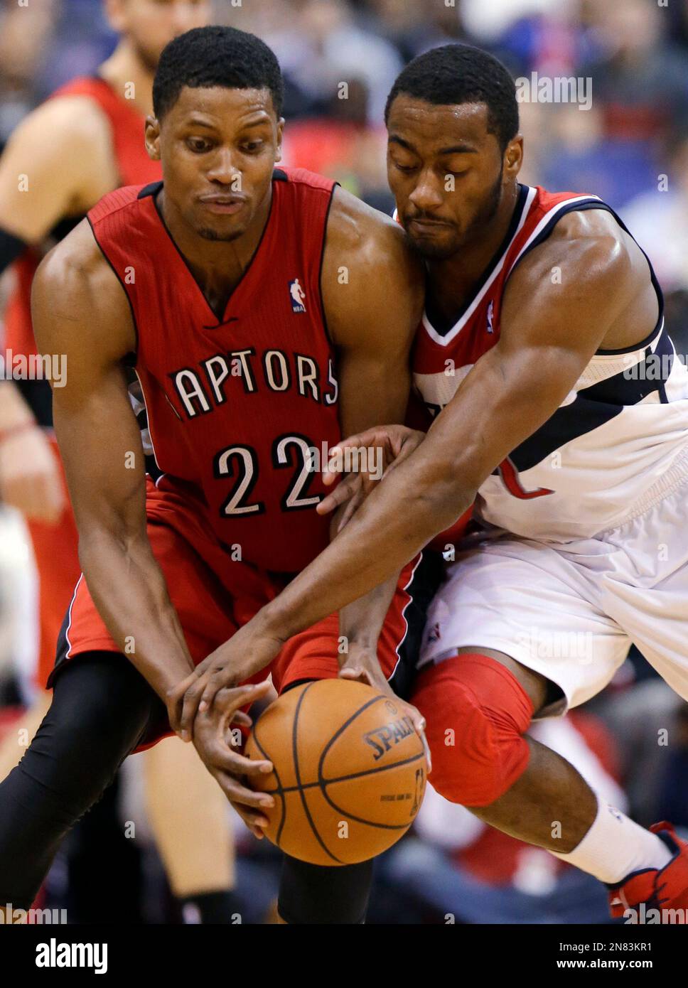 Toronto Raptors forward Rudy Gay (22) holds on to the ball as ...
