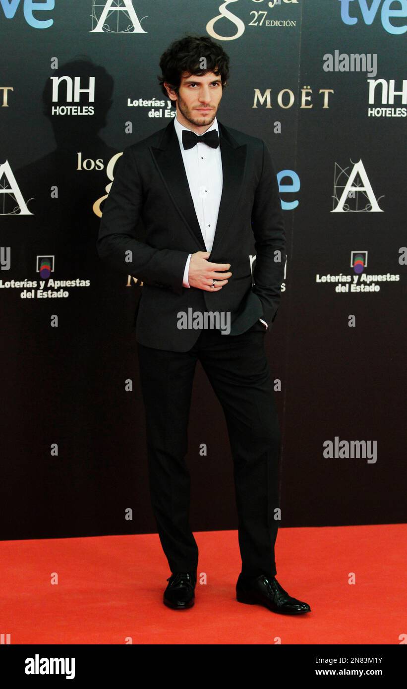Spanish actor Quim Gutierrez poses on arrival for the Goya Awards in ...