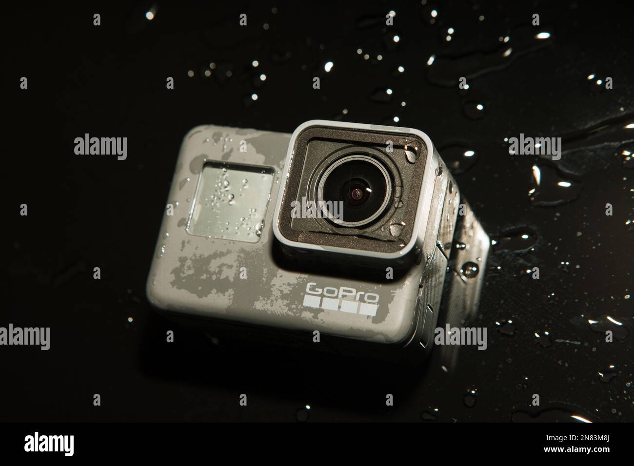 GoPro HERO 5 digital action camera with water drops Stock Photo - Alamy