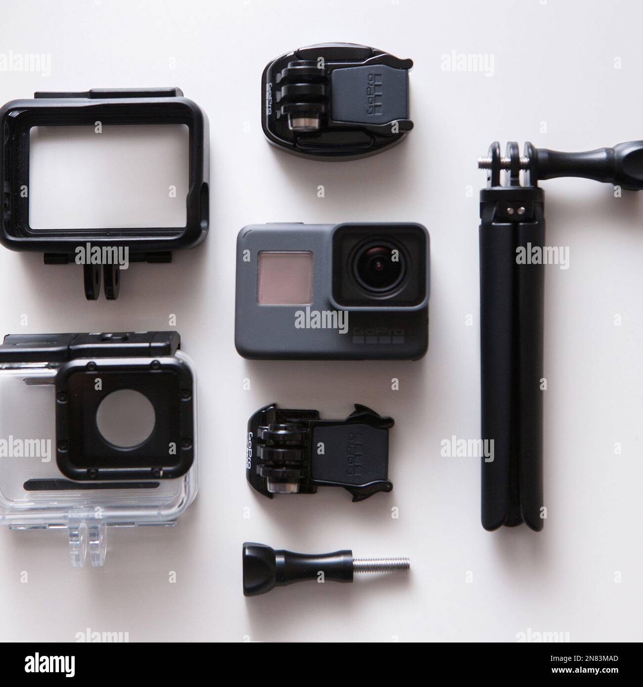 GoPro HERO 5 action camera, accessories top view Stock Photo - Alamy