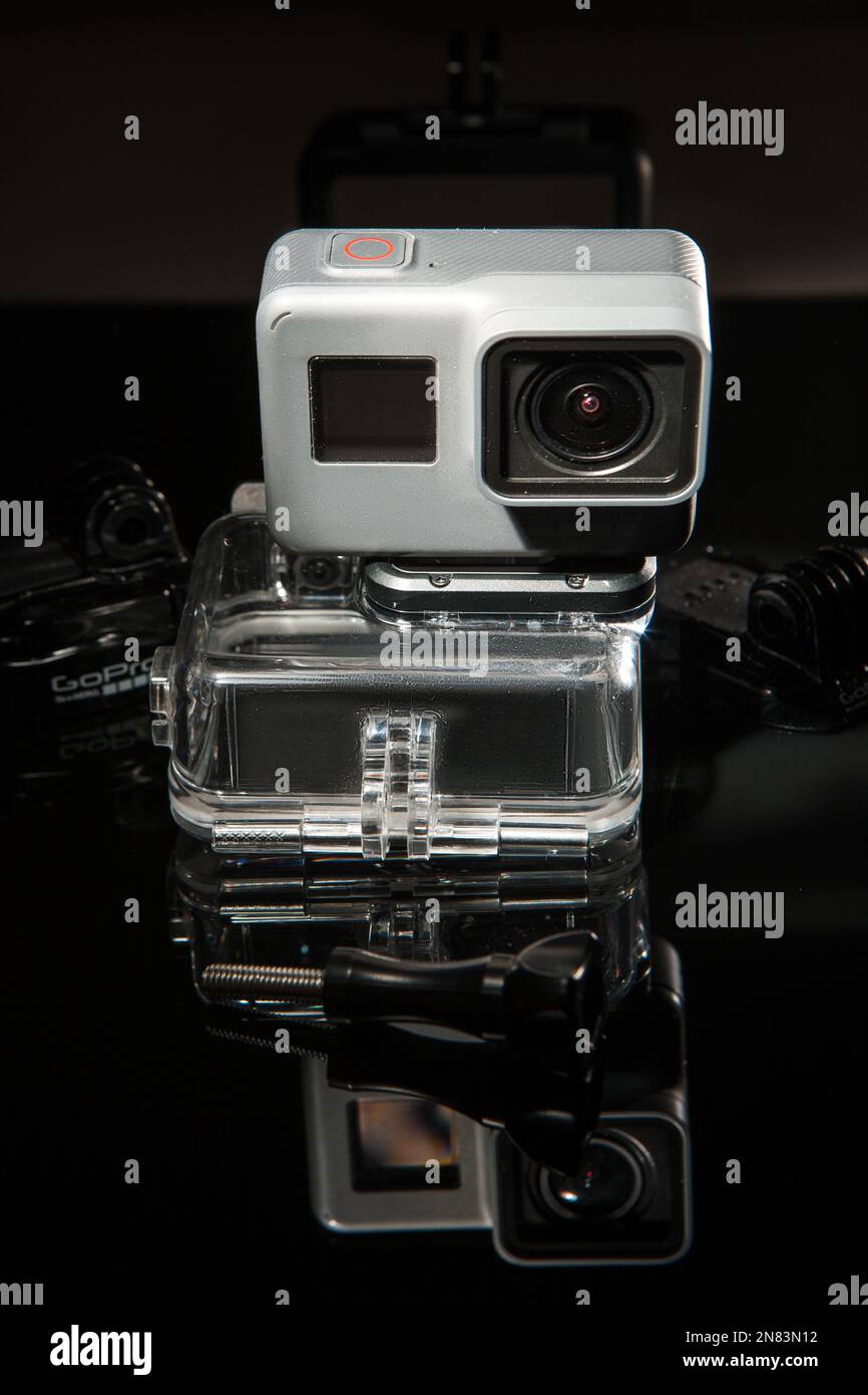 GoPro HERO 5 action camera with waterproof case Stock Photo - Alamy