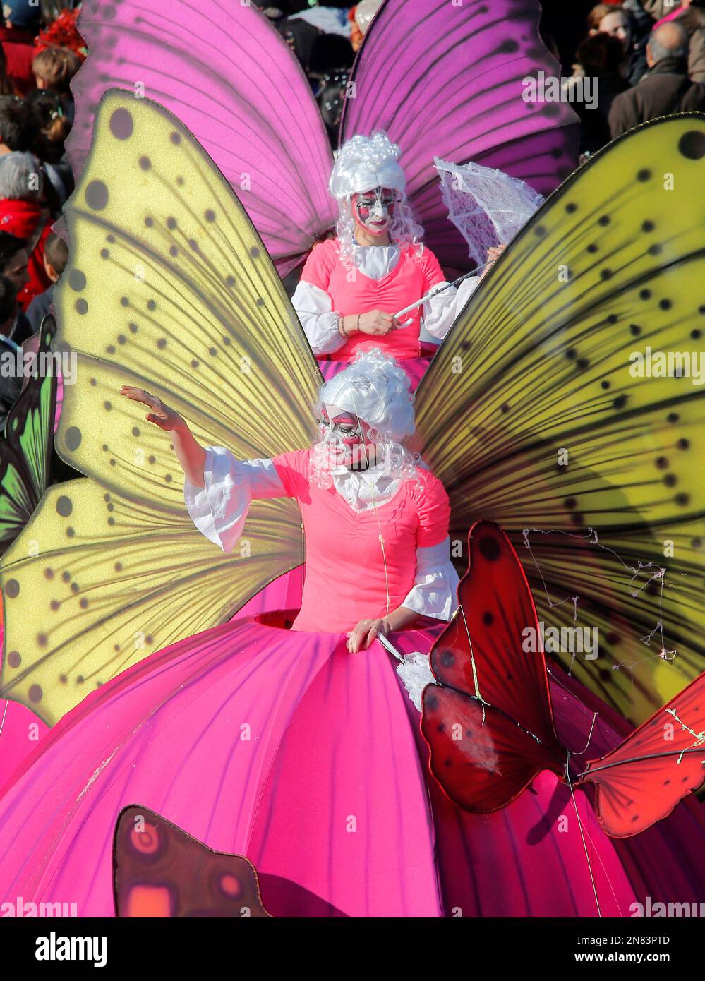 Floats parade during the 129th edition of the Nice Carnival, Tuesday ...