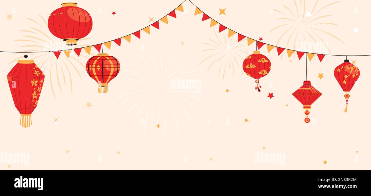 Sky lantern festival. Traditional asian paper lamps and fireworks for ...