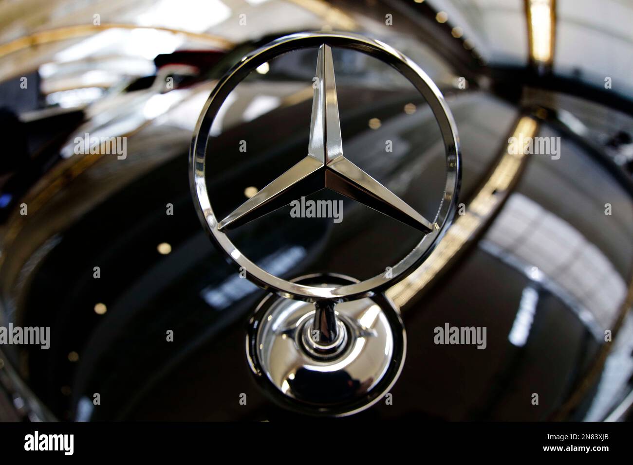 This Photo taken with a fisheye lens on Feb. 14, 2013 shows a Mercedes ...