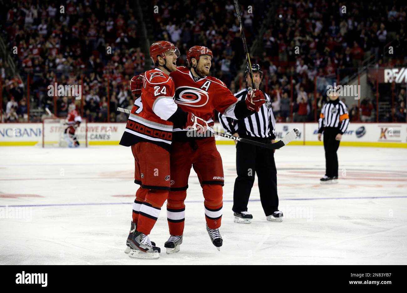 Carolina Hurricanes' Bobby Sanguinetti (24) and Joe Corvo (77 ...