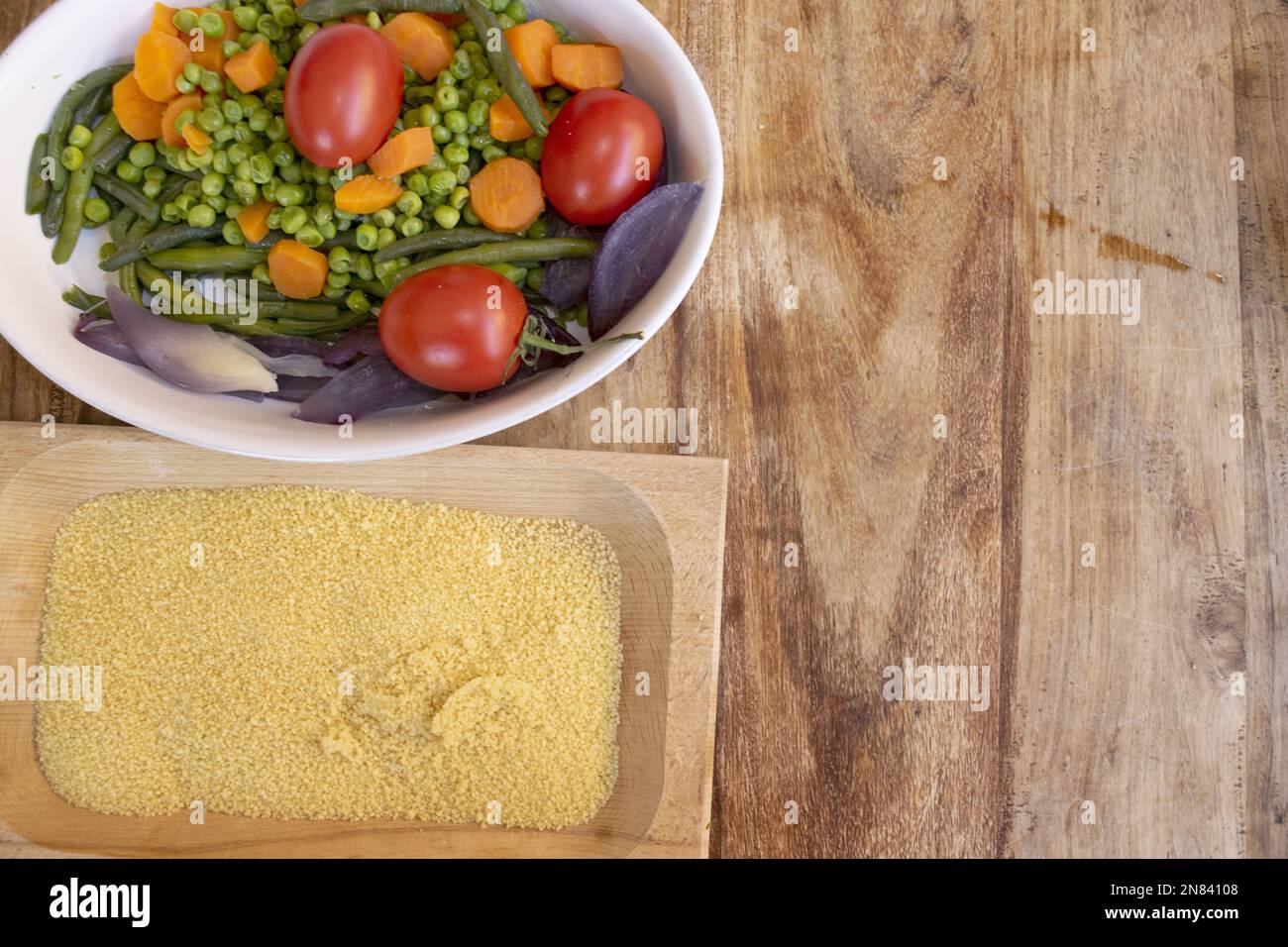 traditional vegetarian couscous with steamed mixed vegetables and herbs ...
