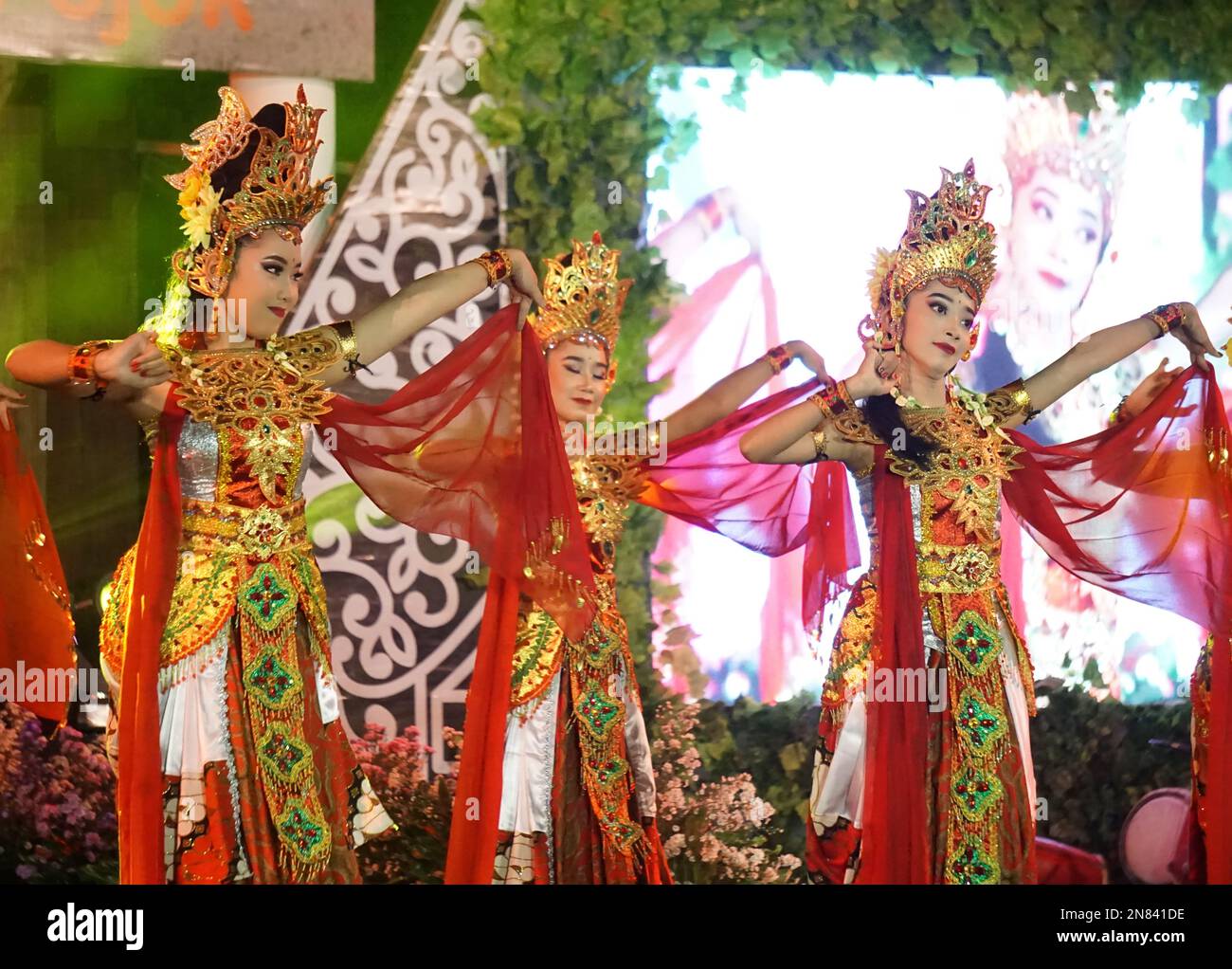 Indonesian perform kenyo dance. Kenyo dance is one of Indonesian ...