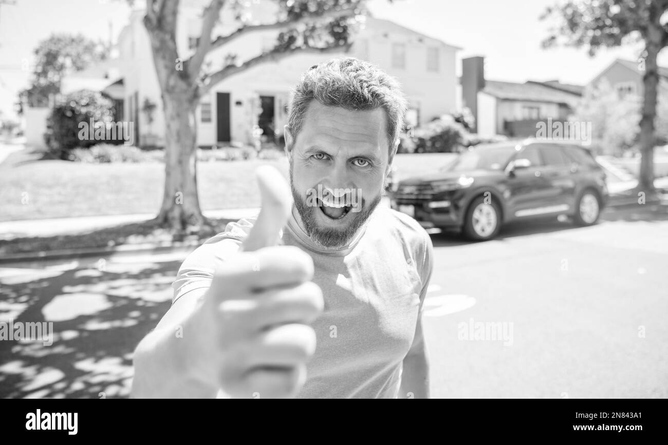 Portrait amazed bearded man Black and White Stock Photos & Images - Alamy