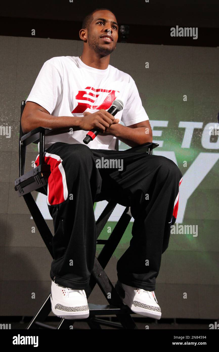 Jordan Brand athlete, Chris Paul, answers questions at Jordan Brand’s ...