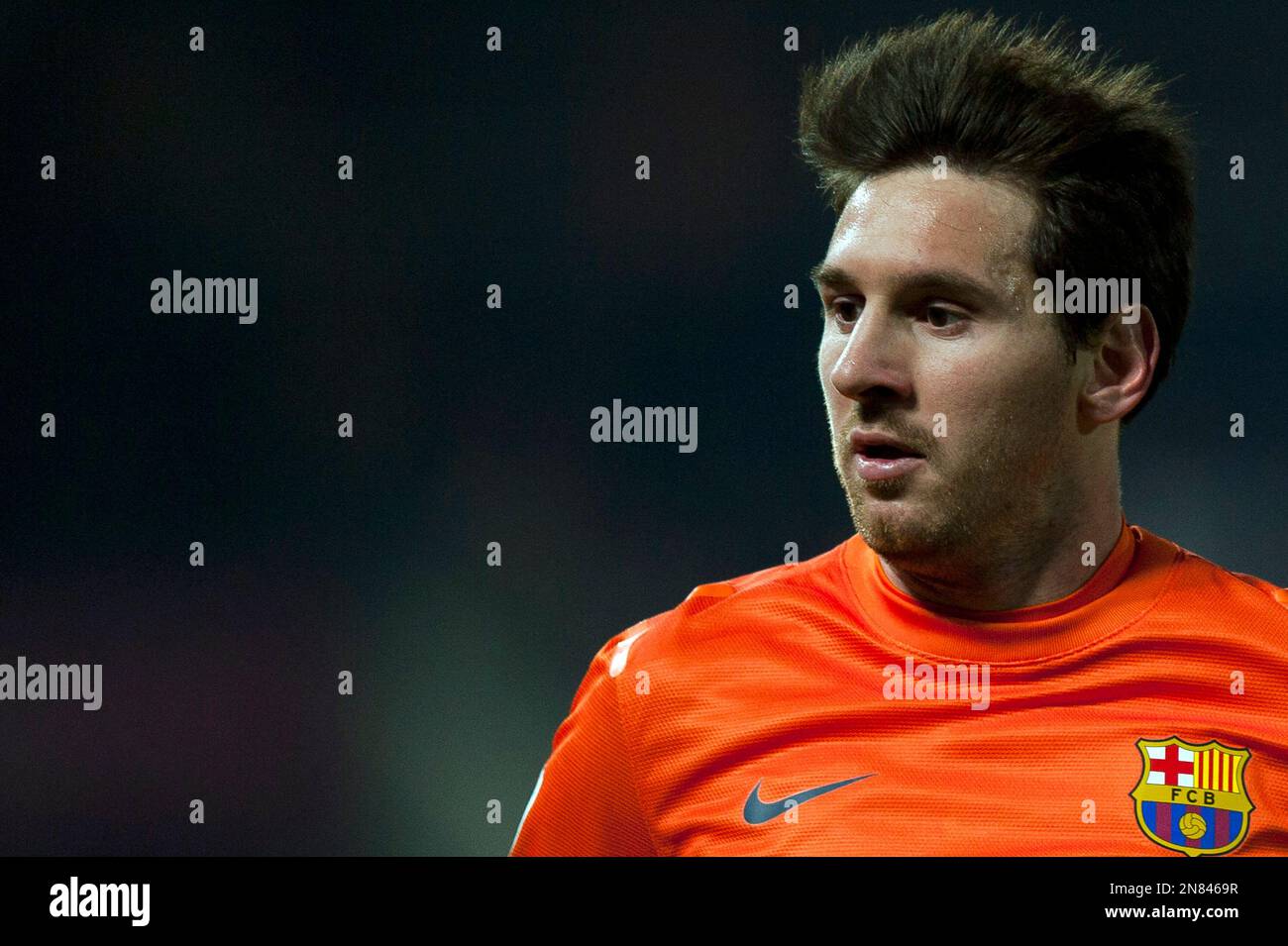 FC Barcelona's Lionel Messi from Argentina, looks on during a Spanish ...