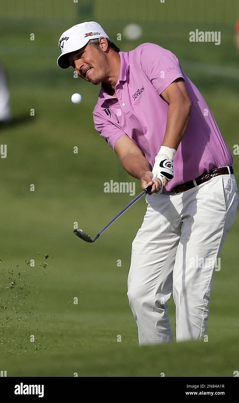 Fredrik Jacobson, of Sweden, chips to the 10th green in the second ...