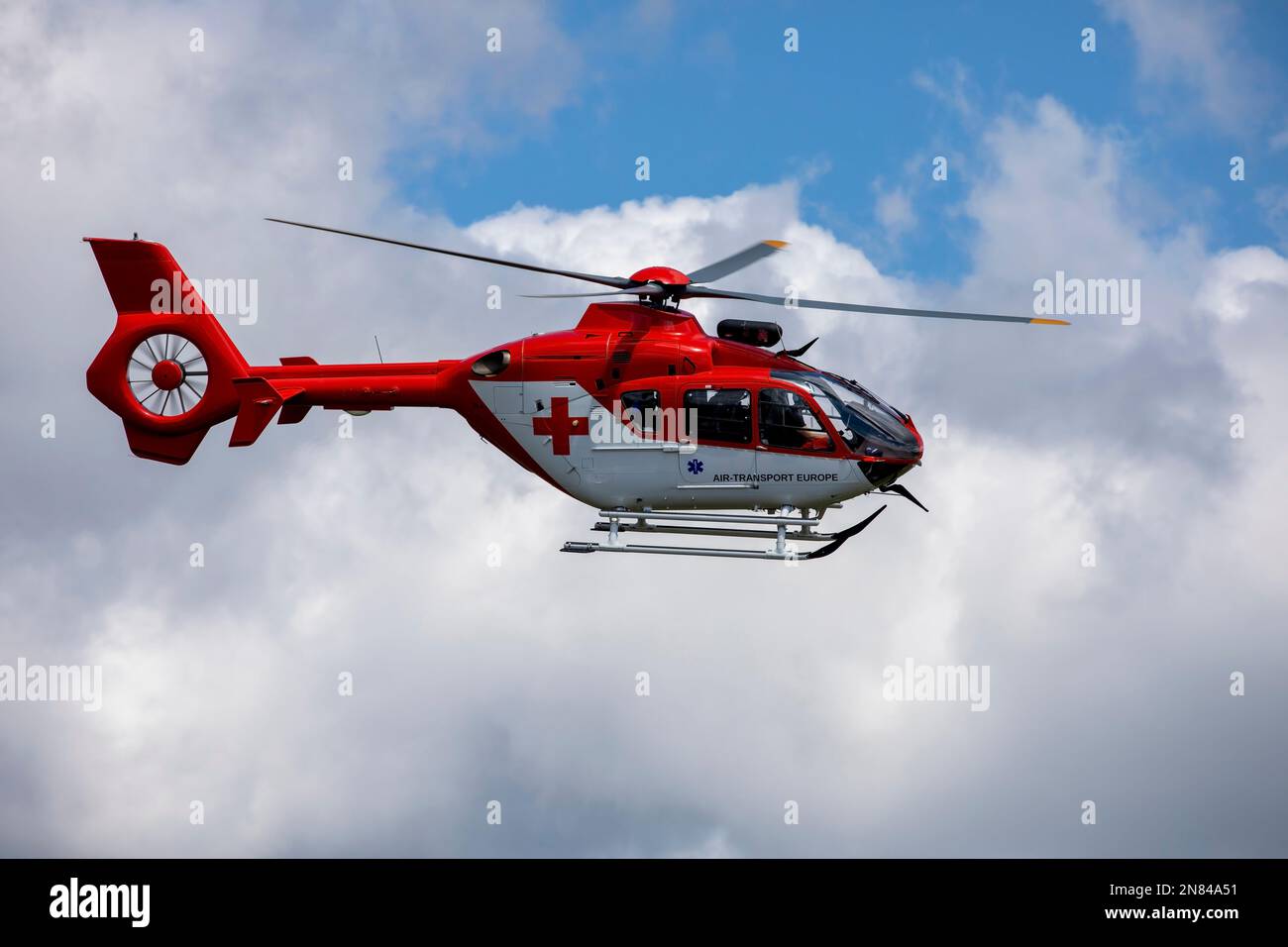 A rescue helicopter while saving life during an accident Stock Photo ...