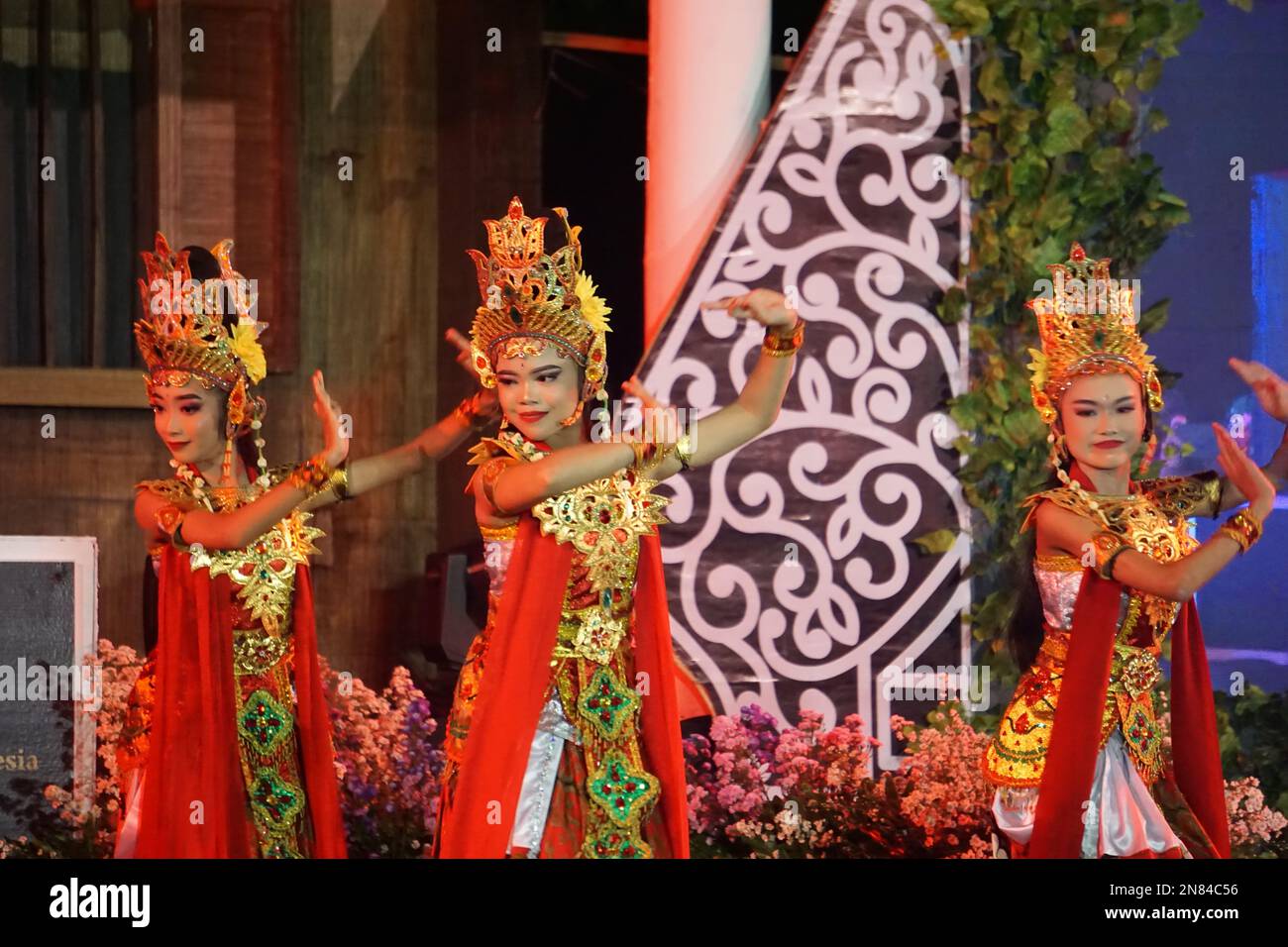 Indonesian perform kenyo dance. Kenyo dance is one of Indonesian ...