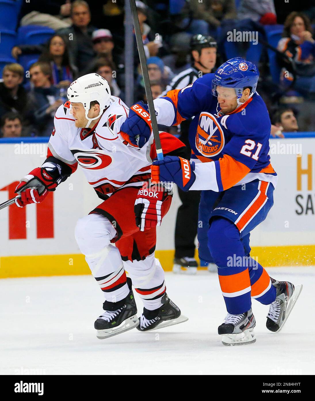 New York Islanders right wing Kyle Okposo (21) breaks past Carolina ...