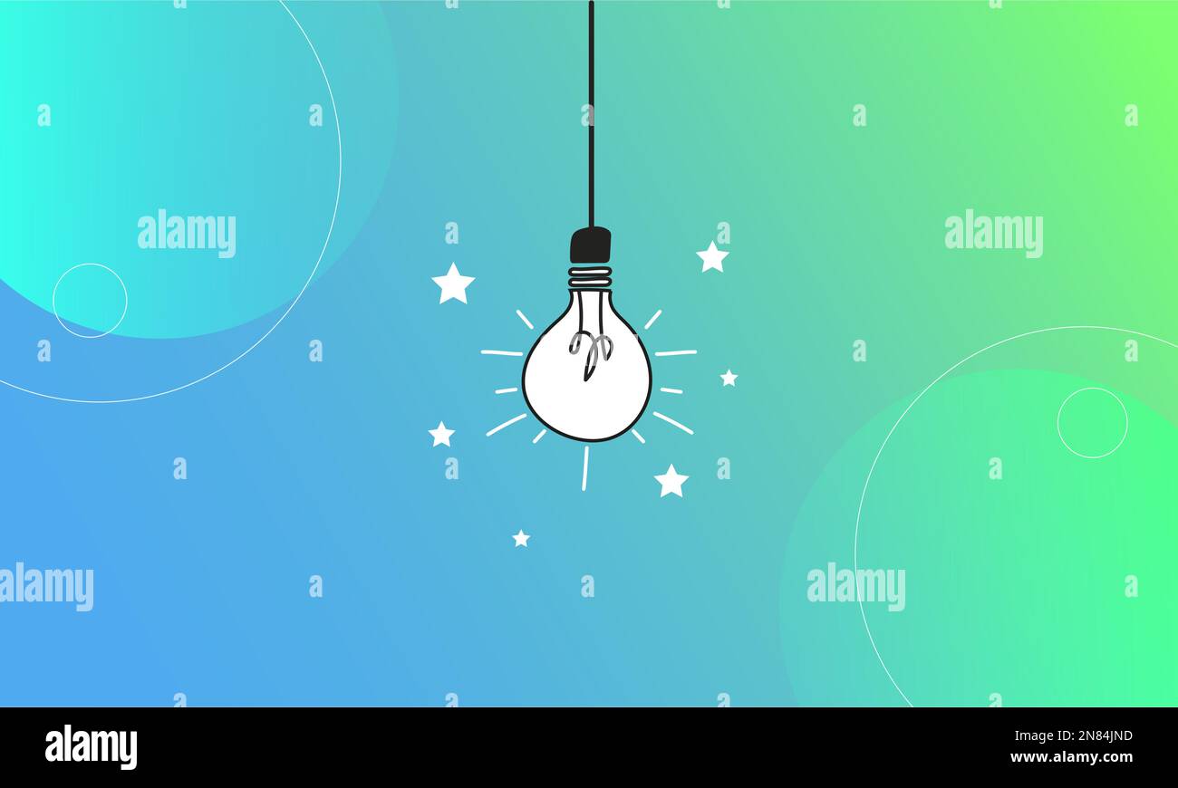 Light bulb on blue and green gradient background. Modern vector light ...