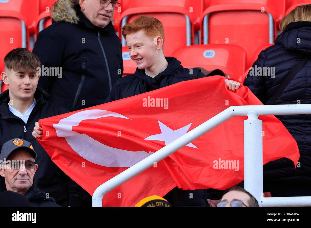 Hull City fans with a Turkish flag ahead of the Sky Bet Championship ...