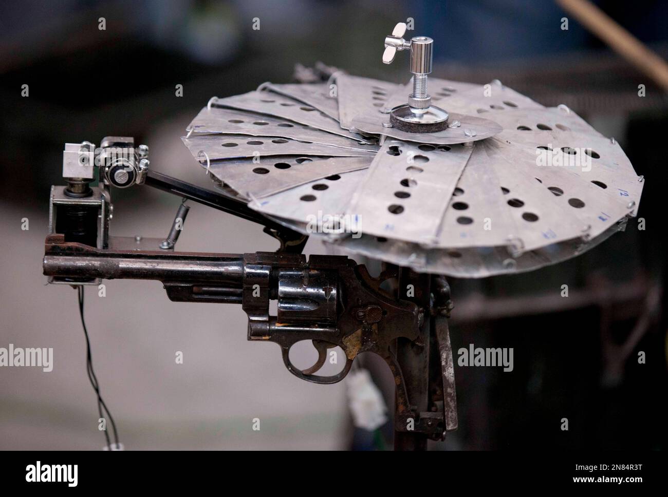 A drum-like instrument created by Mexican sculptor Pedro Reyes from ...