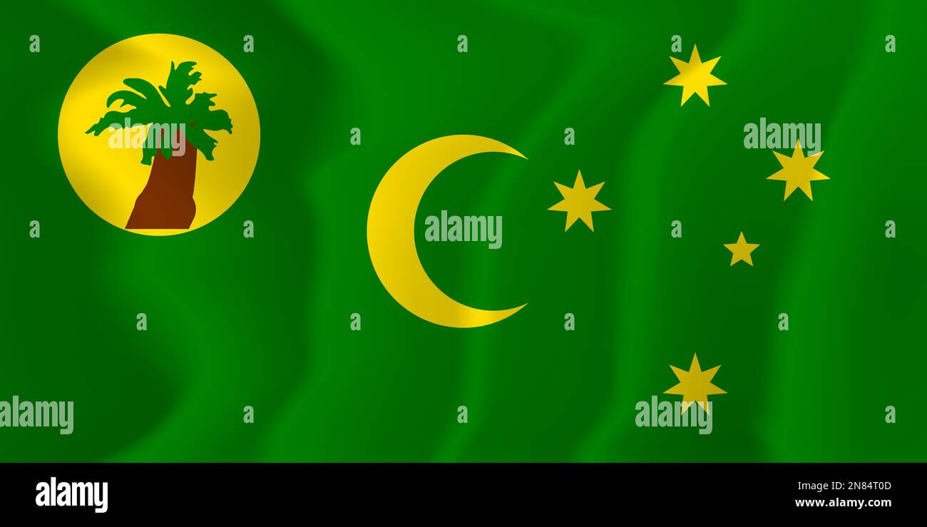 Cocos Keeling Islands Waved Flag Illustration Vector Stock Vector Image ...