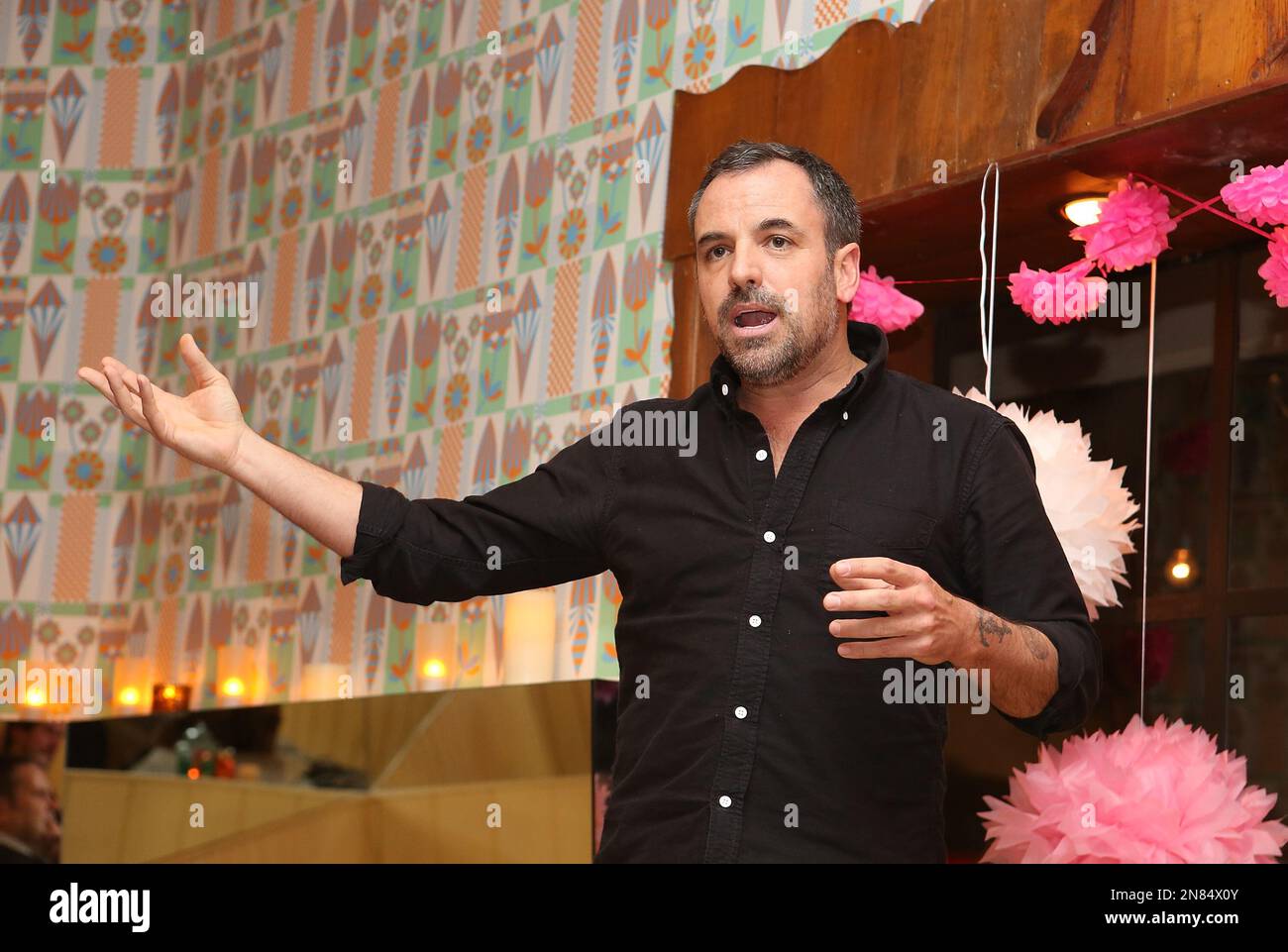 Playwright Craig Wright speaks during a reception for New York's ...
