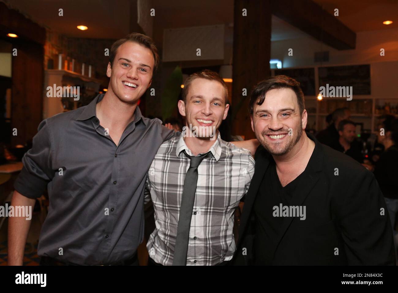From left, cast members Maxwell Hamilton and Brett Donaldson pose with ...
