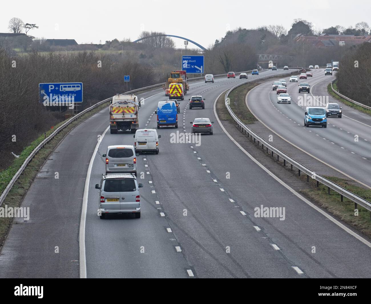 Devon, England – February 1, 2023: The M5 motorway near junction 29 ...