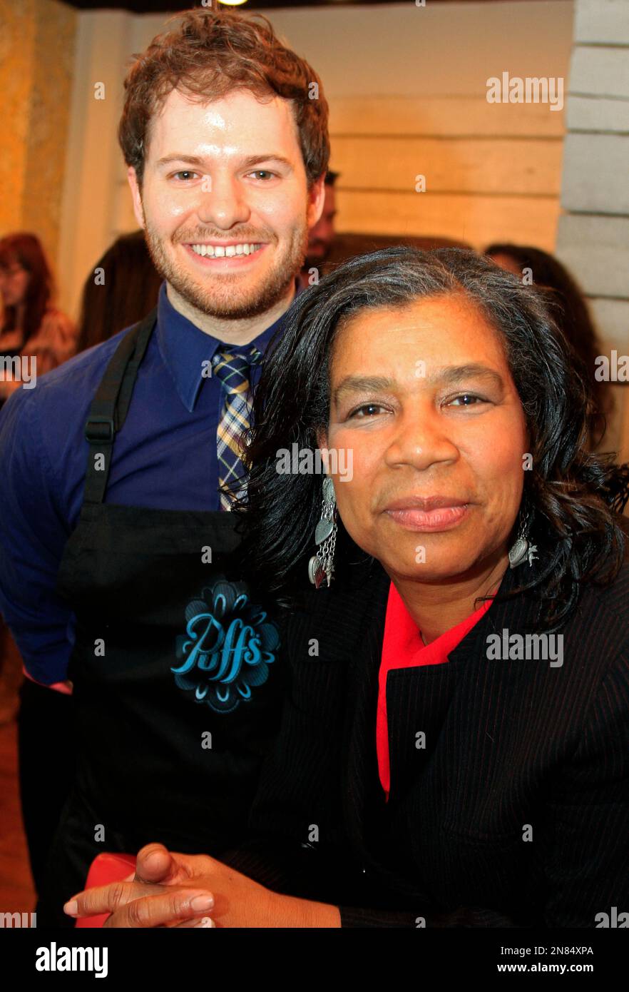 Norma George poses with her new hairdo by Sam Hills during the Puffs ...