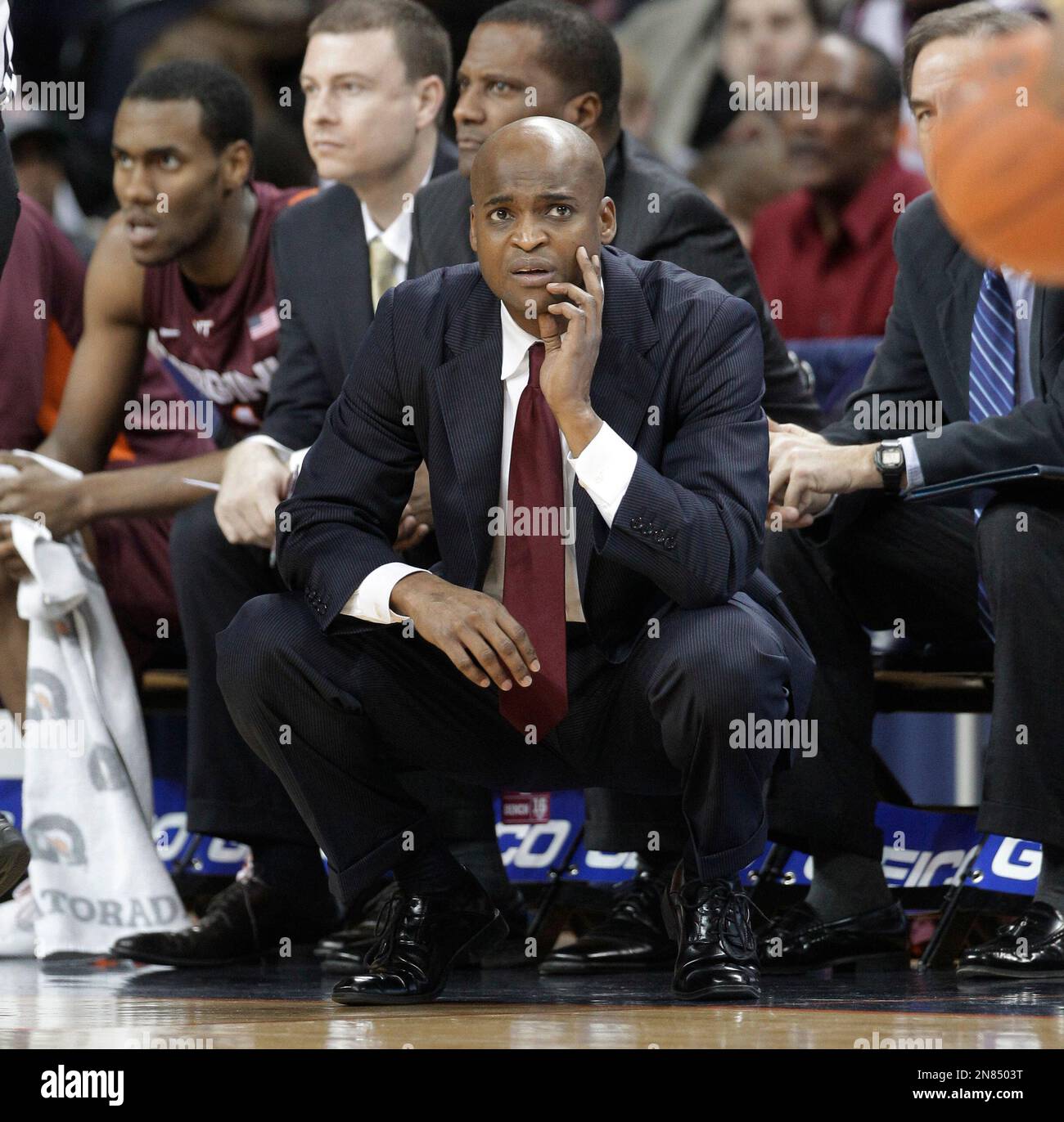 Virginia Tech coach James Johnson watches his team during the first ...
