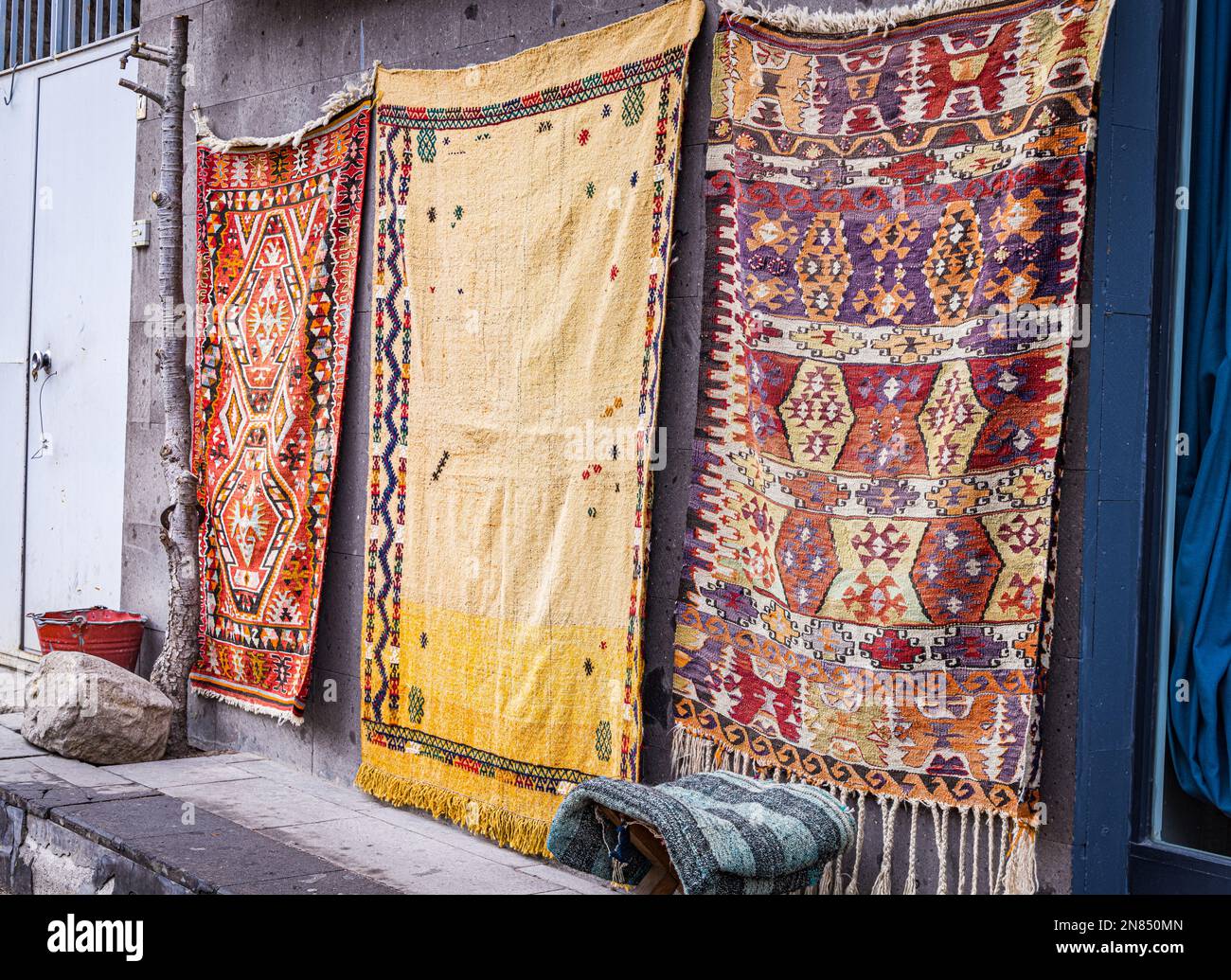 Traditional handmade carpets in Uchisar, Cappadocia, Turkey Stock Photo ...