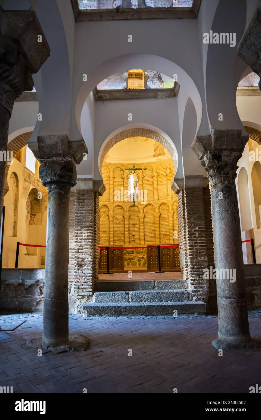 Arch and columns and a cross with a Christ inside a Muslim mosque in ...
