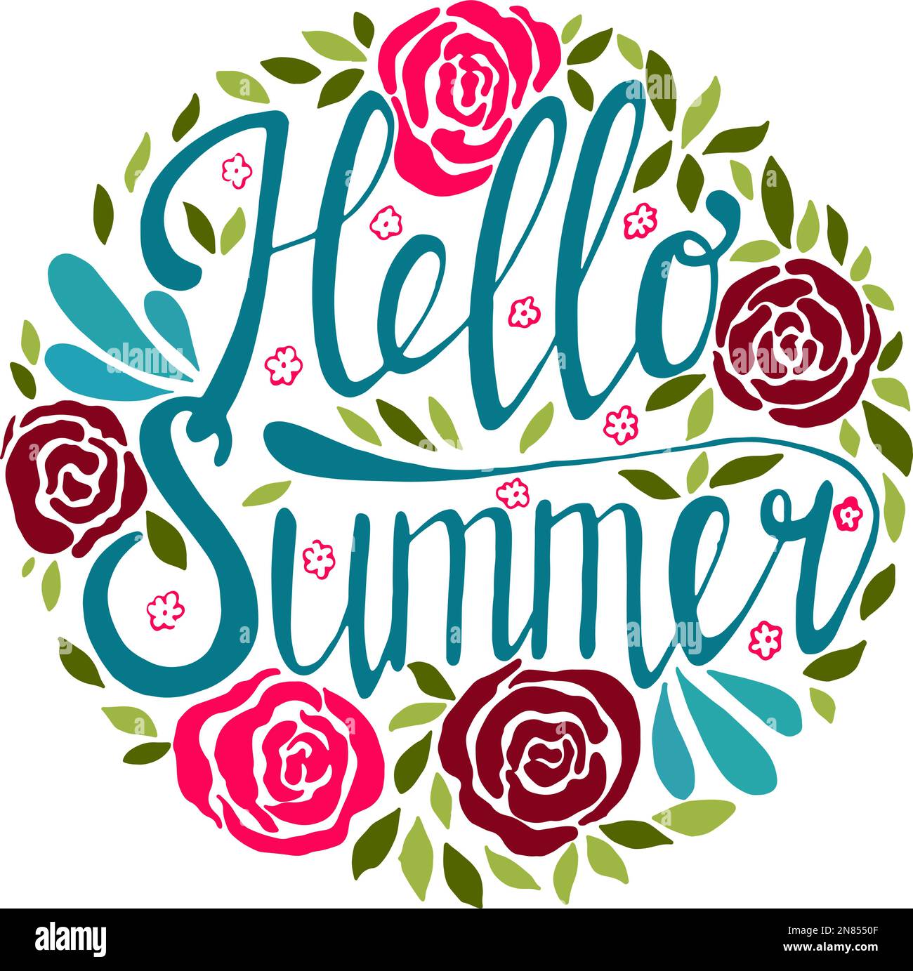 Hello Summer creative typography. Digital lettering poster. Eps10 ...