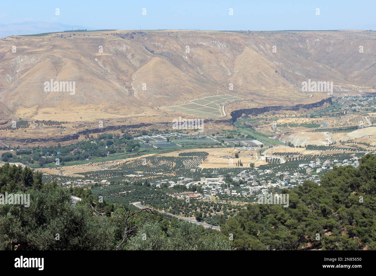 View over the Yarmouk Nature Reserve and the Golan Heights from Umm ...