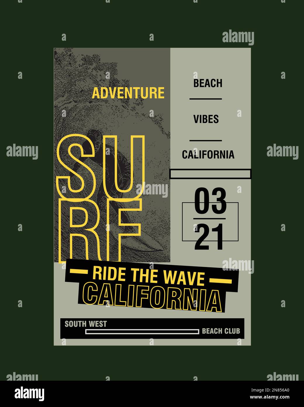 Vintage California Surf Typography Beach inspired Surf typographic ...