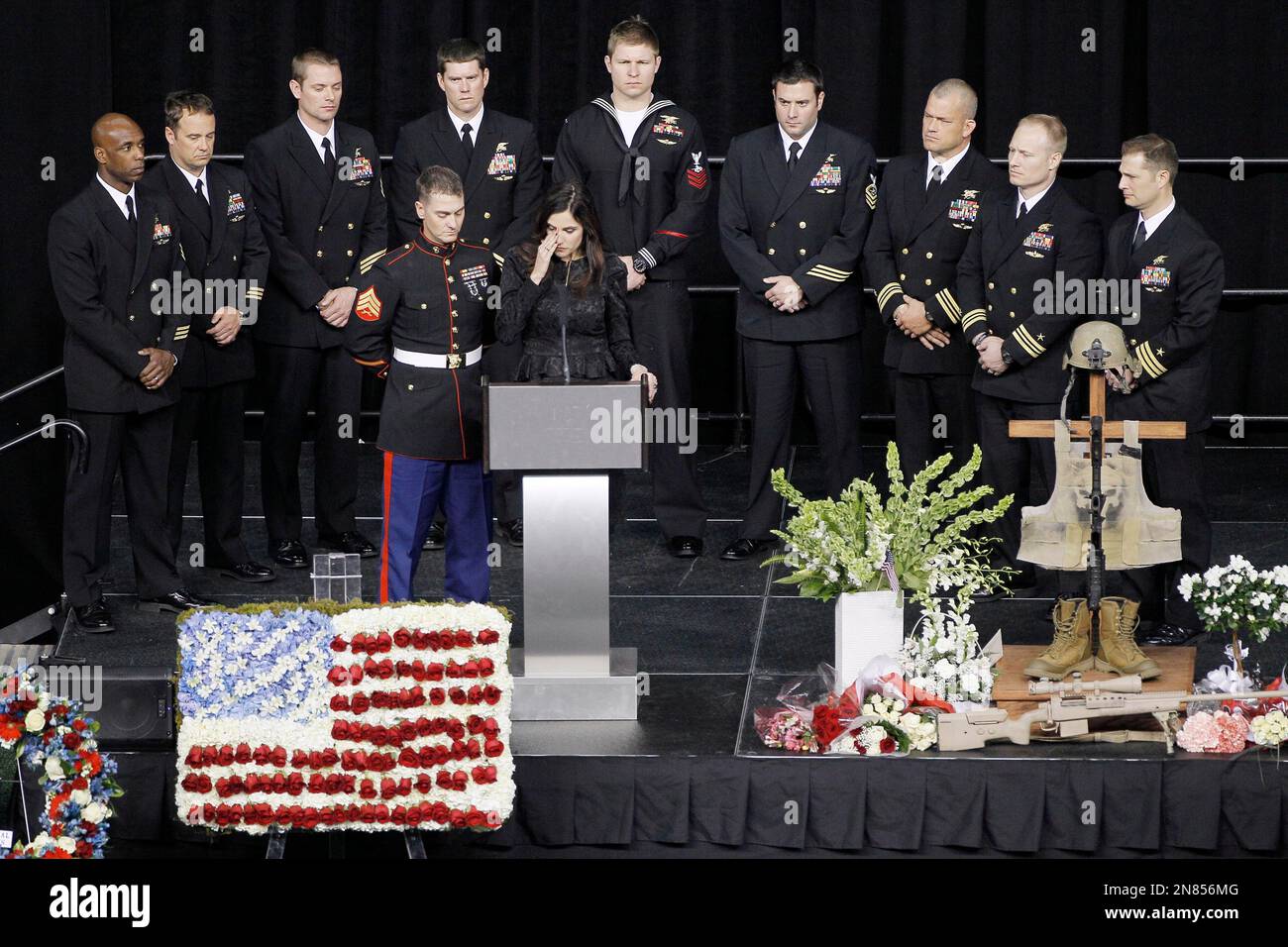 Christopher Kyle's wife, Taya, wipes tears away while memorializing her ...