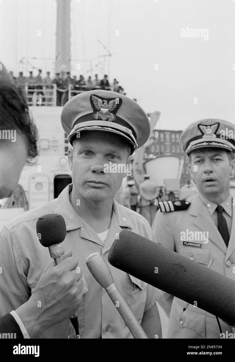 Commander Ralph W. Eustis, captain of the Coast Guard Cutter Vigilant ...
