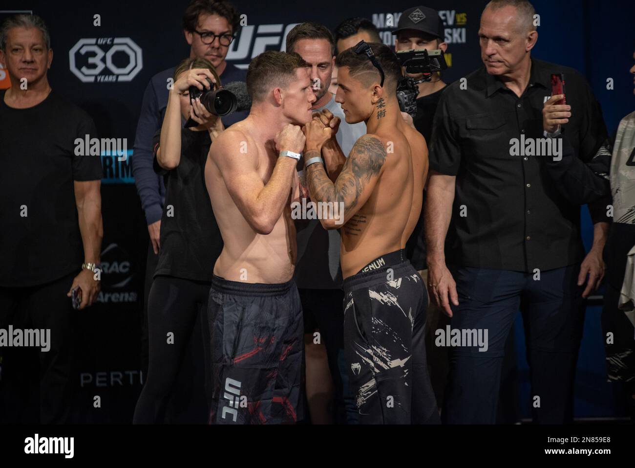 PERTH, AUSTRALIA - FEBRUARY 11: Jamie Mullarkey and Francisco Prado ...
