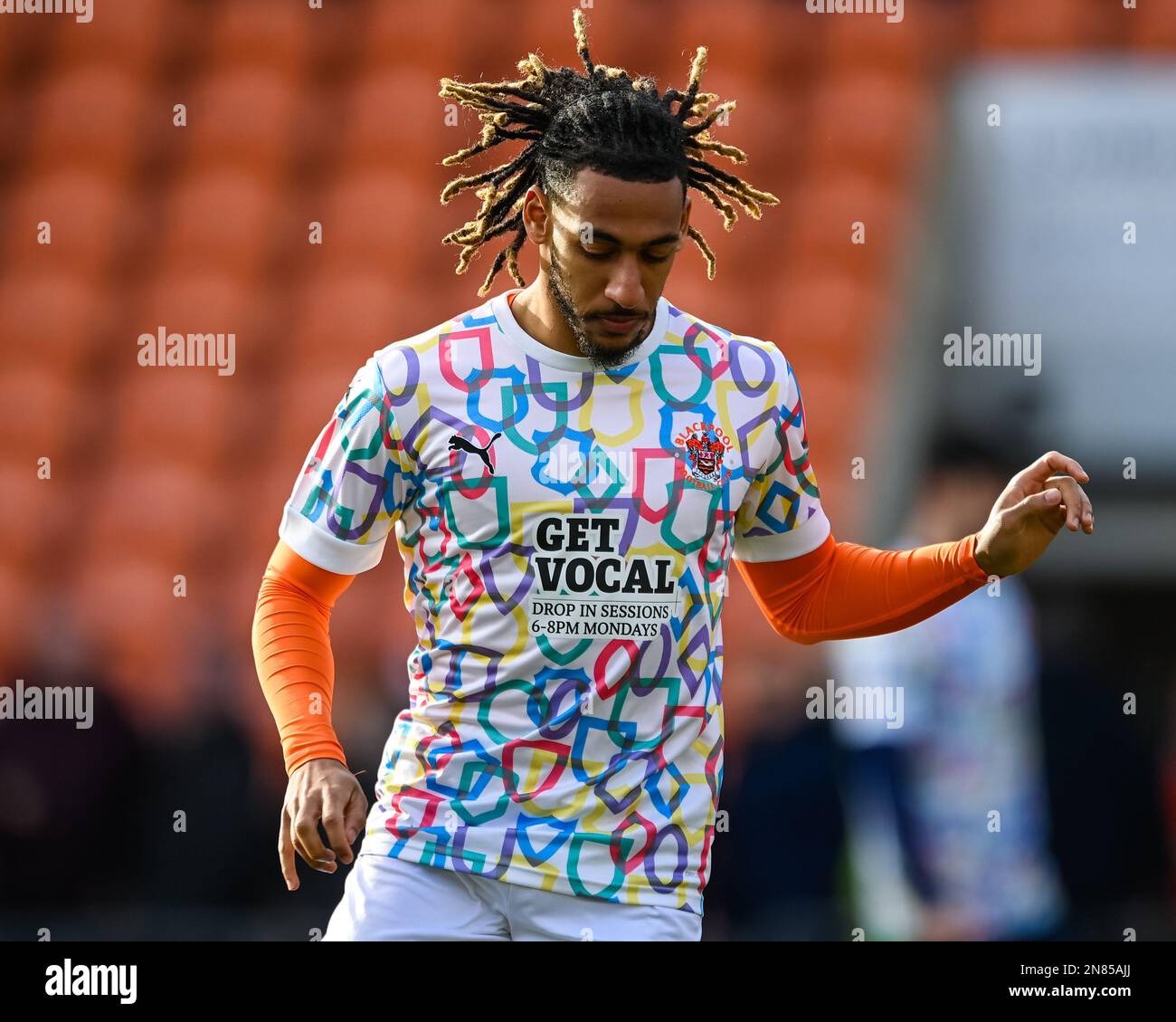 Dominic Thompson #23 of Blackpool ahead of the Sky Bet Championship ...