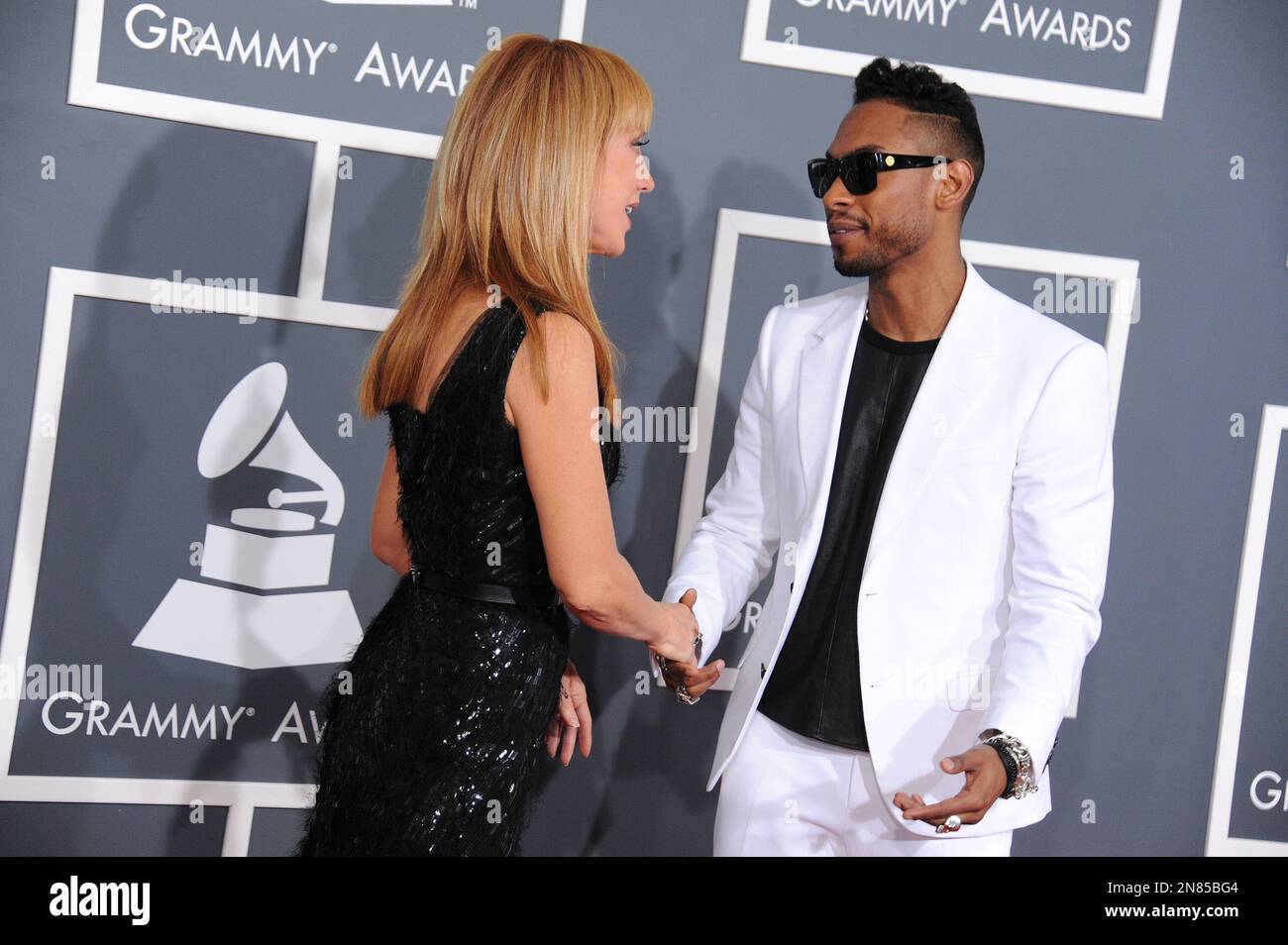 Comedian Kathy Griffin, left, and Miguel arrive at the 55th annual ...