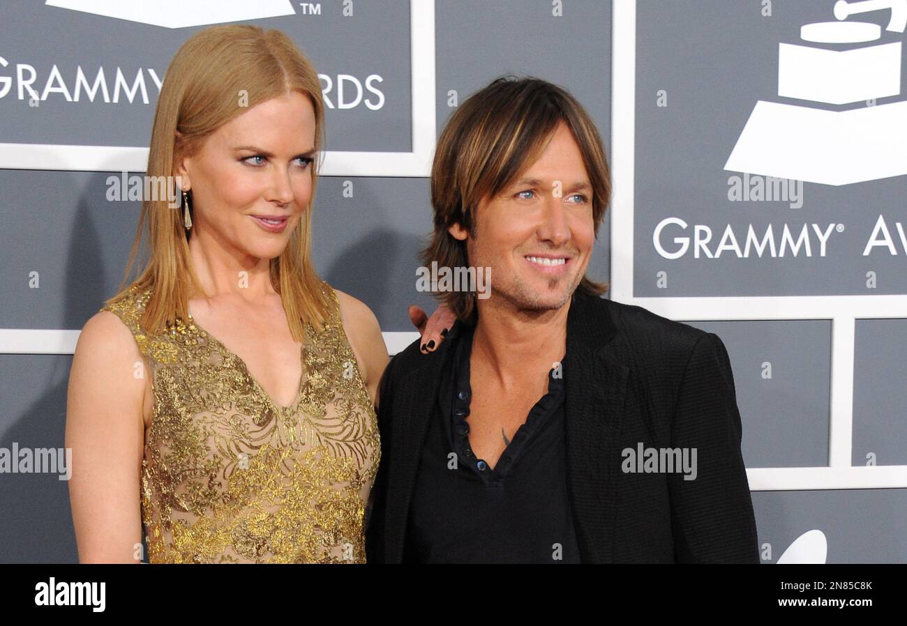 Nicole Kidman, left, and Keith Urban arrive at the 55th annual Grammy ...