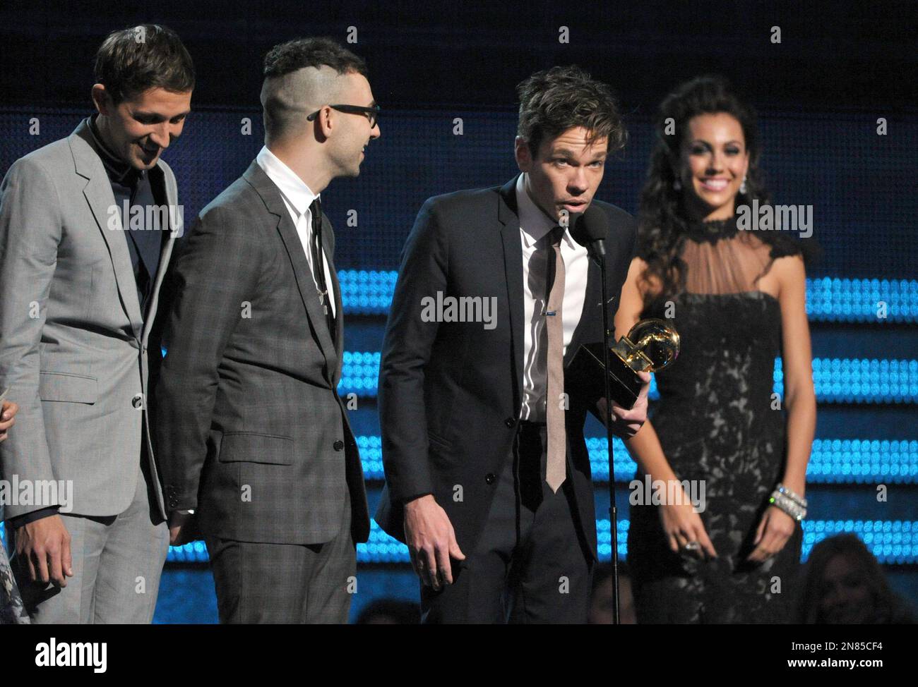 members of fun., from left, Nate Ruess, Andrew Dost and Jack Antonoff ...