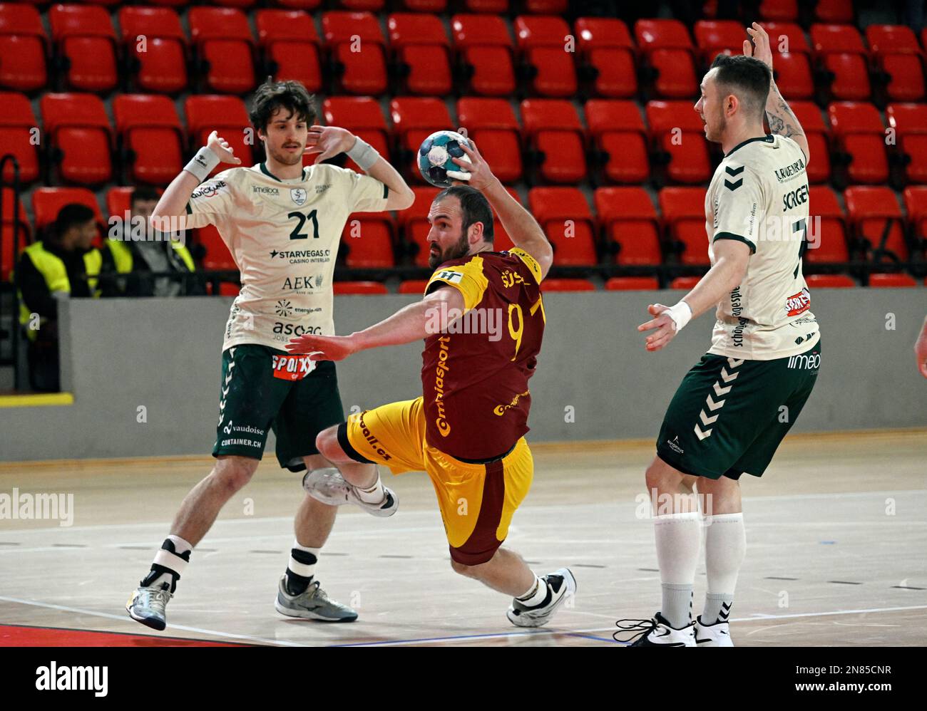 Prague, Czech Republic. 11th Feb, 2023. L-R: Nino Gruber of Wacker Thun ...