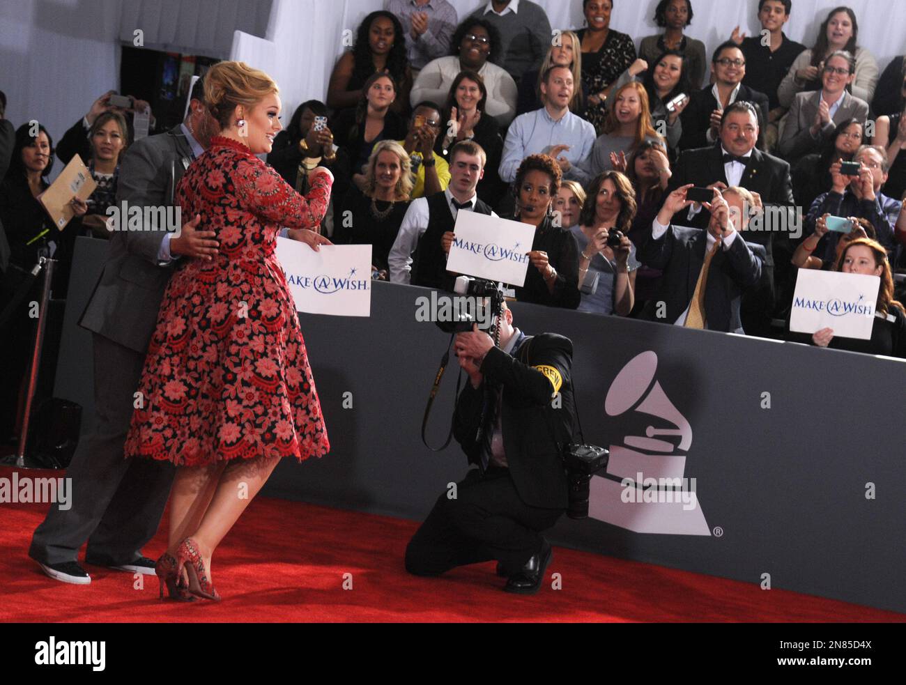 Adele arrives at the 55th annual Grammy Awards on Sunday, Feb. 10, 2013 ...