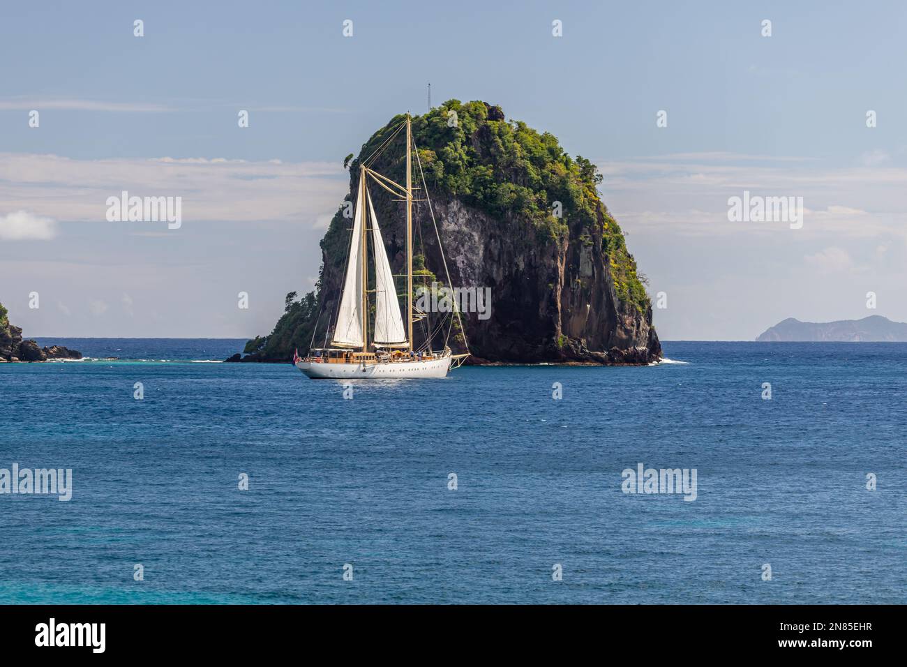 Saint Vincent and the Grenadines, ketch sailboat with wishbone rig ...