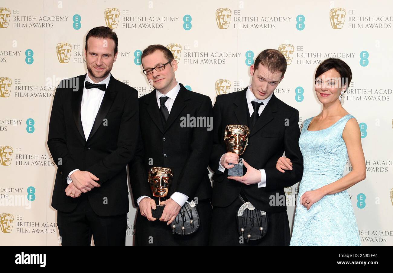 British actor Rafe Spall, from left, Ainslie Henderson and Will ...
